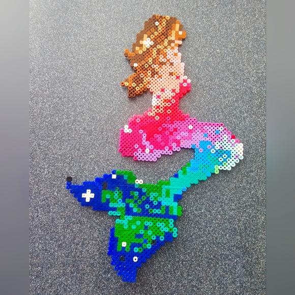 Wall Decor | Handmade Perler Bead Mermaid | Poshmark